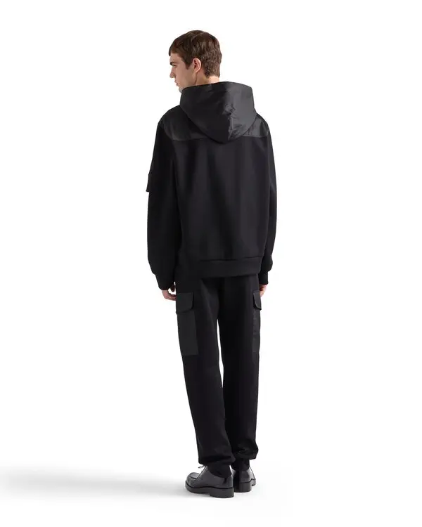 Prada Cotton Fleece And Re-nylon Hoodie