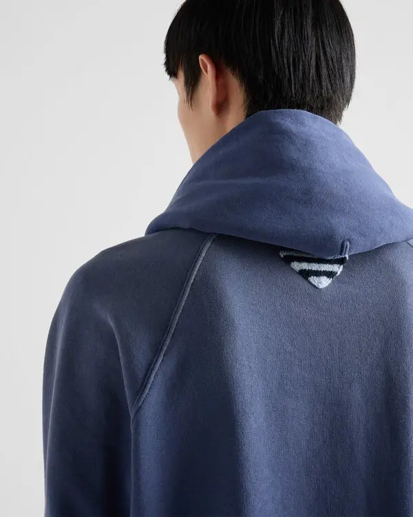 Prada Printed Fleece Hoodie - Navy | Editorialist