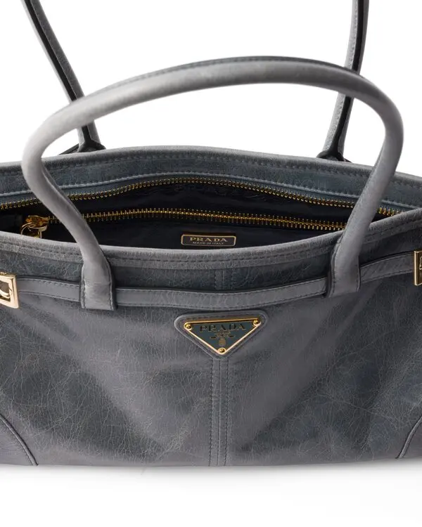 Prada Bonnie Medium Leather Handbag - Blue