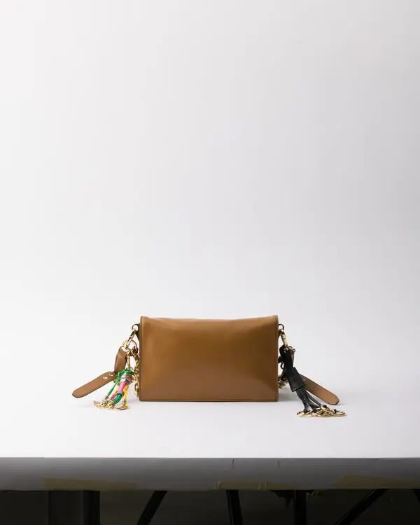 Prada Soft Sound Small Leather Shoulder Bag With Charms