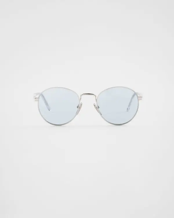 Prada Sunglasses With Metal Plaque - Aviator Blue Lenses