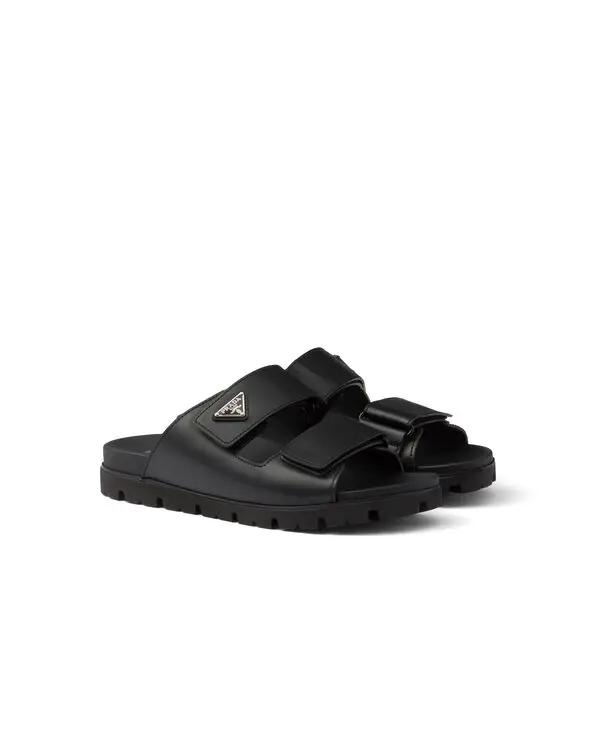 Prada Leather Strap Slides
