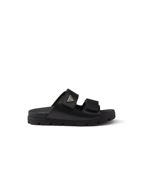 Prada Leather Strap Slides