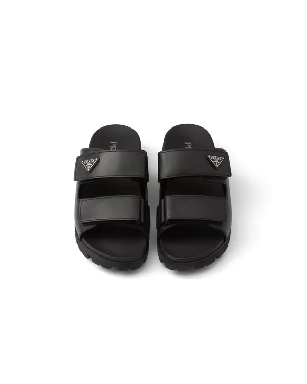 Prada Leather Strap Slides