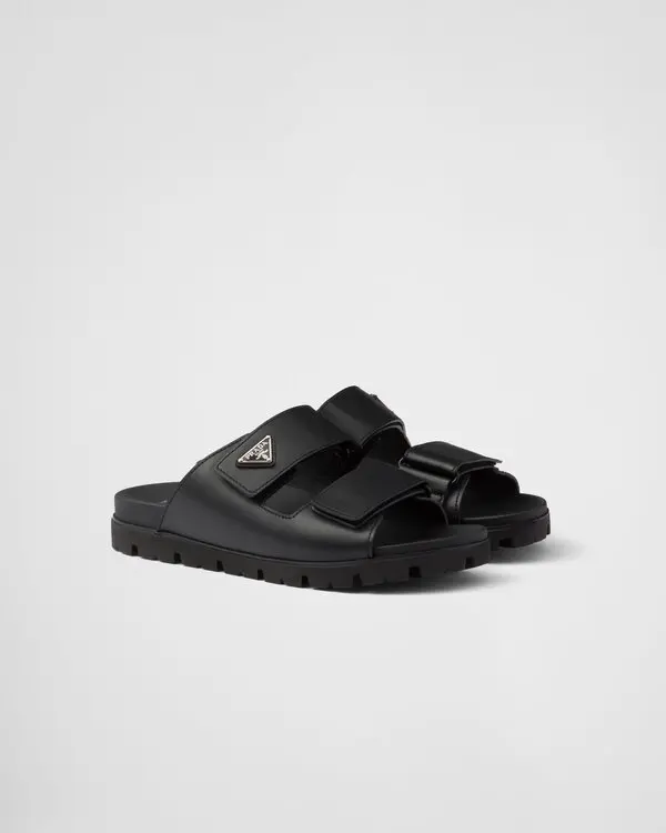 Prada Leather Strap Slides
