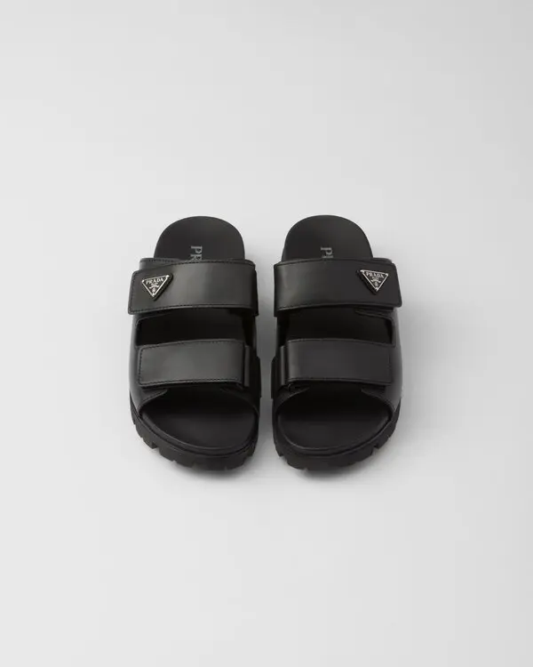 Prada Leather Strap Slides