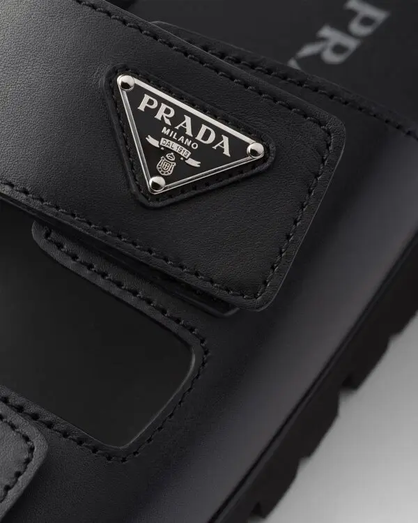 Prada Leather Strap Slides