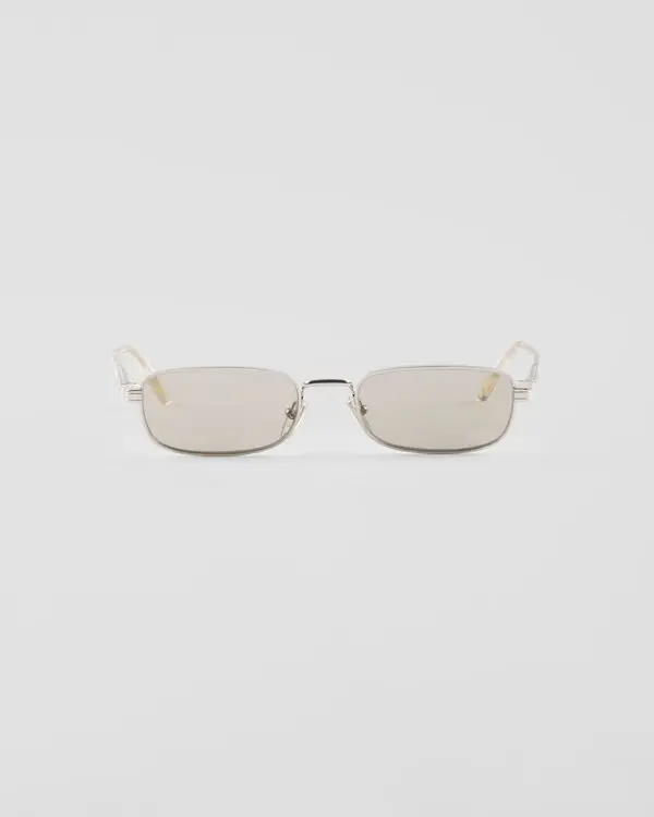 Prada Sunglasses With Iconic Metal Plaque - Stone Gray Lenses