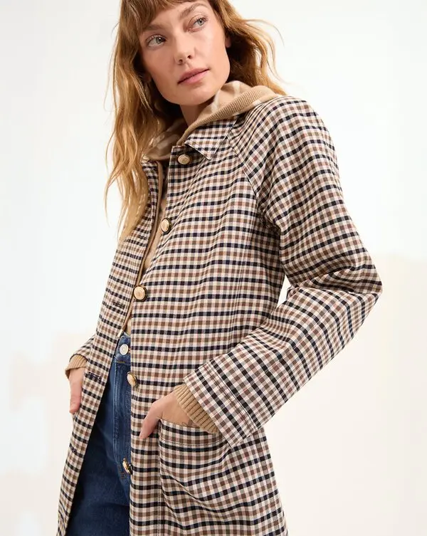 Veronica Beard Quinton Plaid Coat In Ivory Multi 70% Off