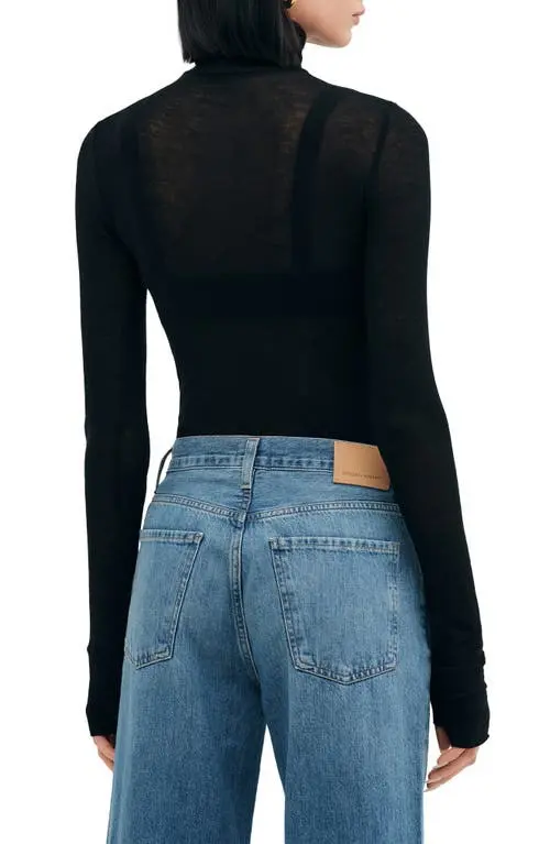 MARCELLA Tallin Sheer Turtleneck Top - Black