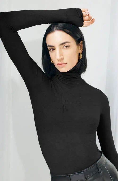 MARCELLA Tallin Sheer Turtleneck Top - Black