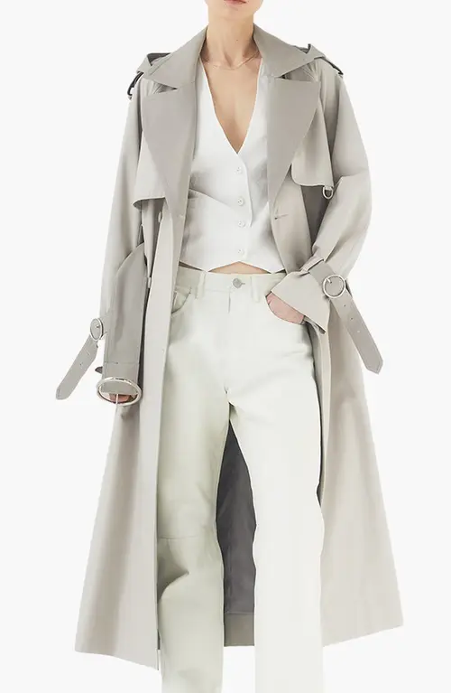 Caalo Water-resistant Cotton Gabardine Maxi Trench Coat