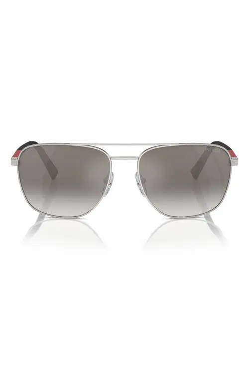 Prada 60mm Gradient Oval Sunglasses - Silver