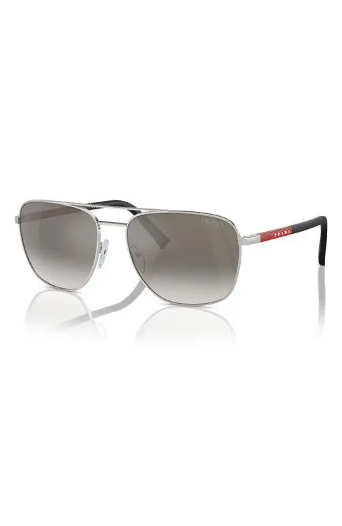 Prada 60mm Gradient Oval Sunglasses - Silver