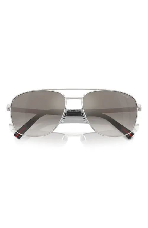Prada 60mm Gradient Oval Sunglasses - Silver