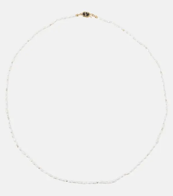 Valentino Garavani Faux Pearl And Enamel Necklace - White