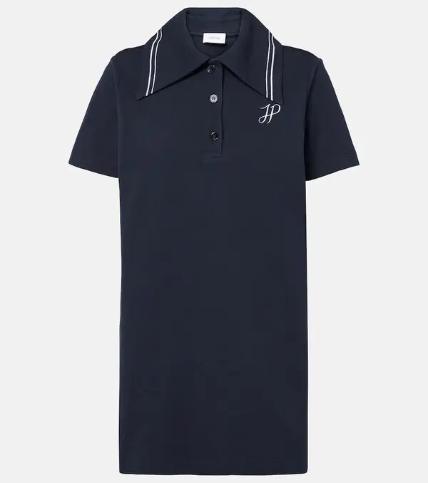 PATOU Logo Piqué Polo Shirt Dress - Blue