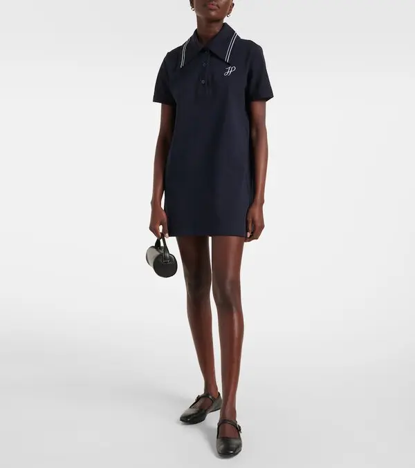 PATOU Logo Piqué Polo Shirt Dress - Blue
