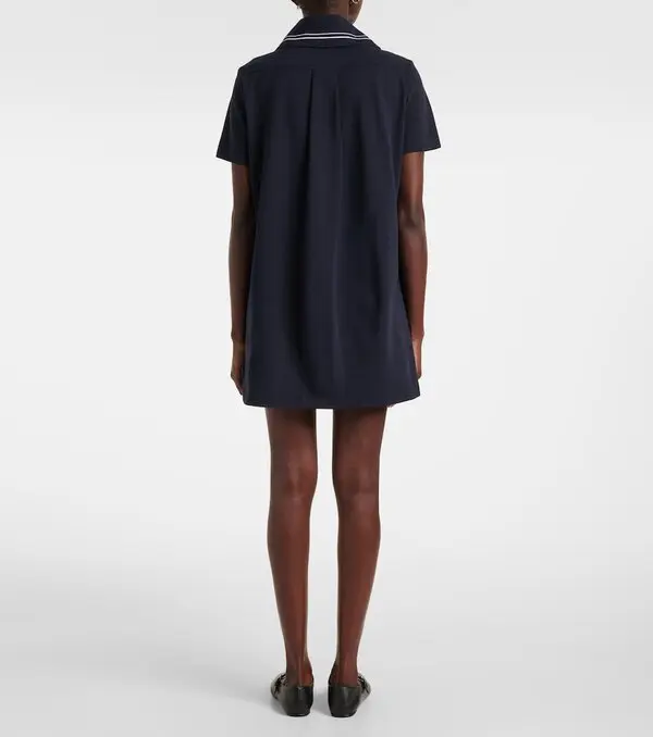 PATOU Logo Piqué Polo Shirt Dress - Blue