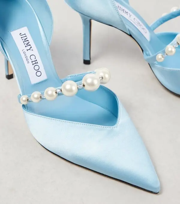 JIMMY CHOO 水色 ポインテッドトゥ ヒール Jimmy Choo Aurelie 85 Embellished Pumps In Blue - 20% Off