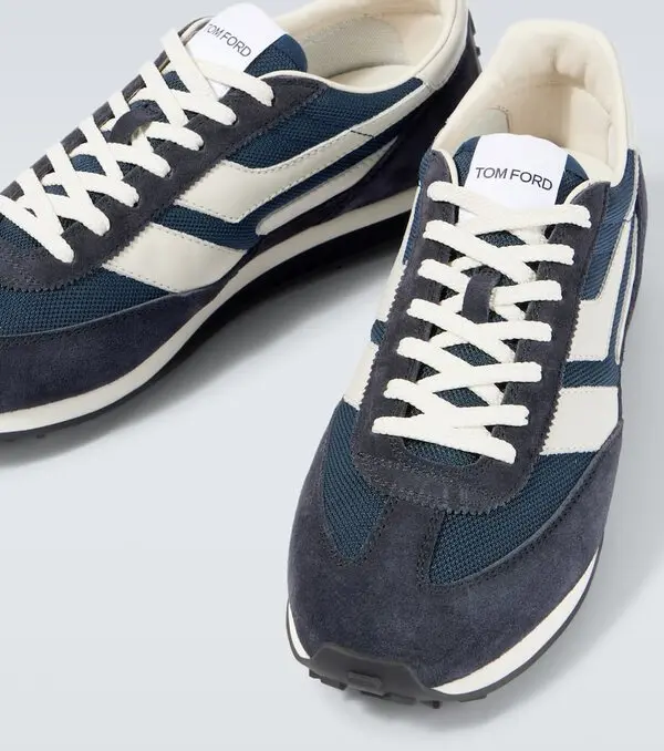 TOM FORD Mick Suede-trimmed Sneakers - Blue