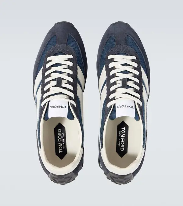 TOM FORD Mick Suede-trimmed Sneakers - Blue
