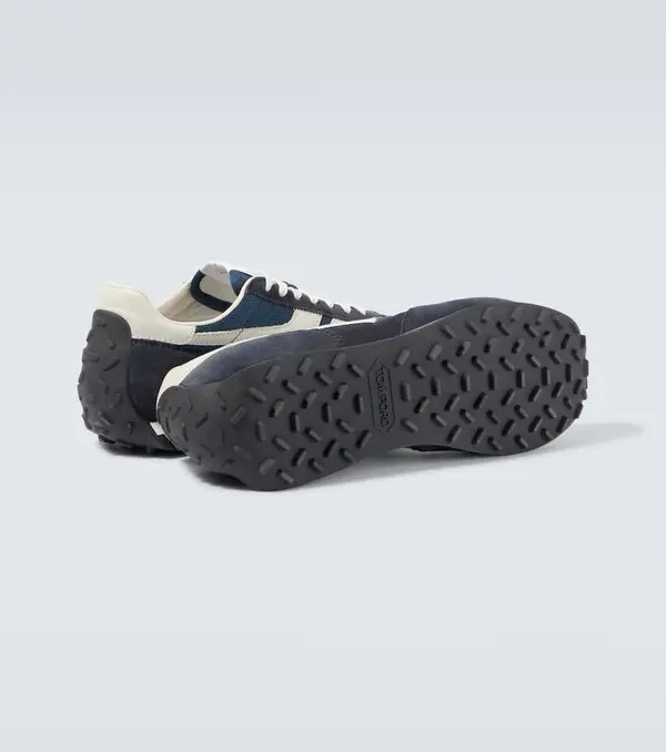 TOM FORD Mick Suede-trimmed Sneakers - Blue