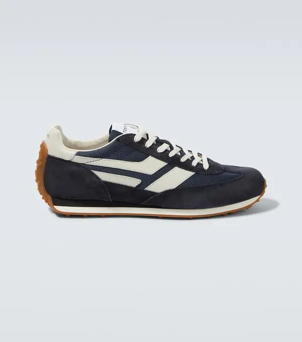 TOM FORD Mick Suede-trimmed Sneakers - Blue