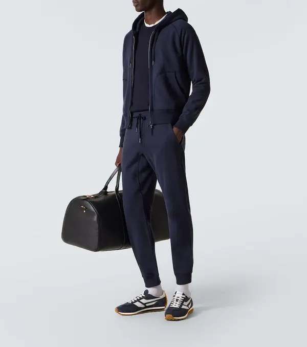 TOM FORD Mick Suede-trimmed Sneakers - Blue