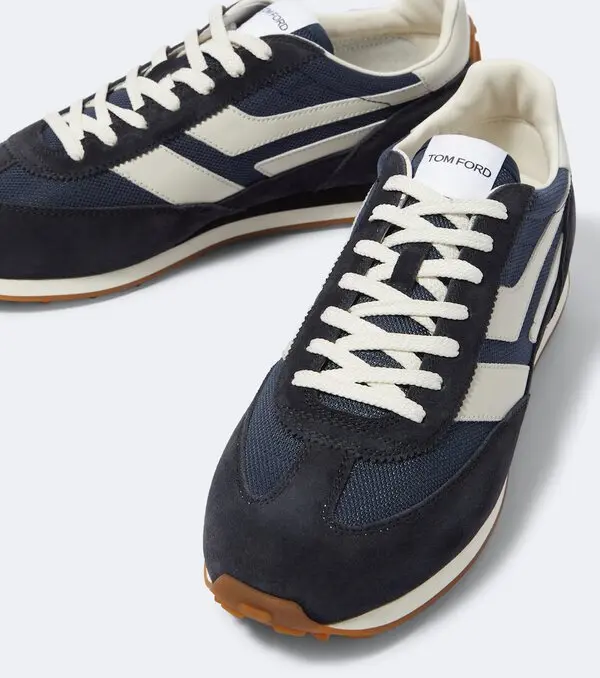 TOM FORD Mick Suede-trimmed Sneakers - Blue