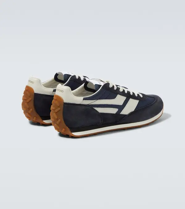 TOM FORD Mick Suede-trimmed Sneakers - Blue