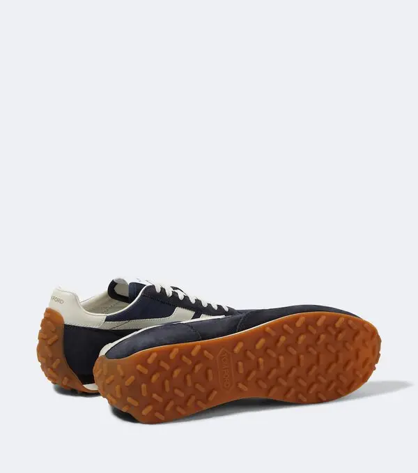 TOM FORD Mick Suede-trimmed Sneakers - Blue