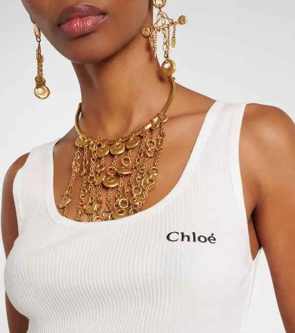 Chloé Ribbed-knit Cotton Tank Top - White
