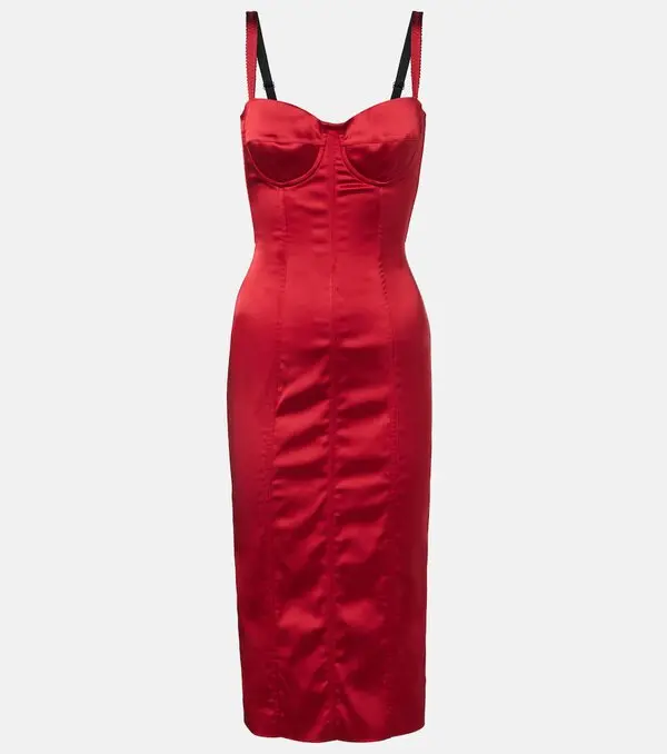 Dolce & Gabbana Satin Bustier Dress - Red