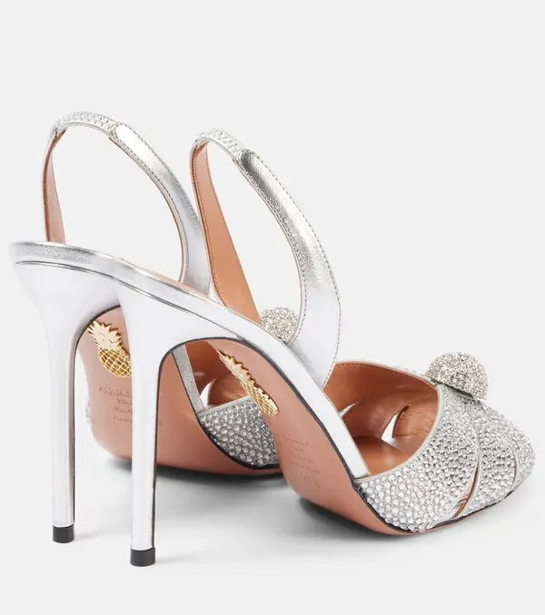 AQUAZZURA Italian Flirt 105 Metallic Leather Sandals