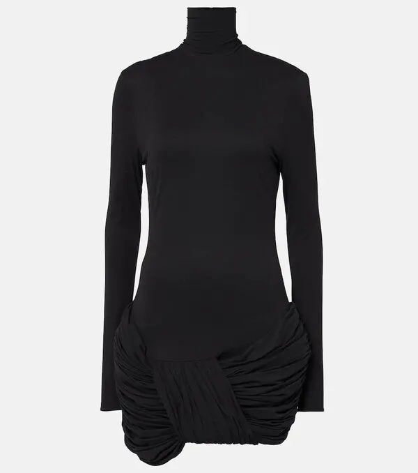 Magda Butrym Ruched Silk-blend Minidress - Black