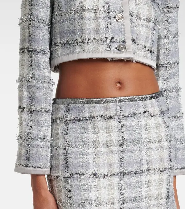 Dolce & Gabbana Checked Cropped Lamé Tweed Jacket