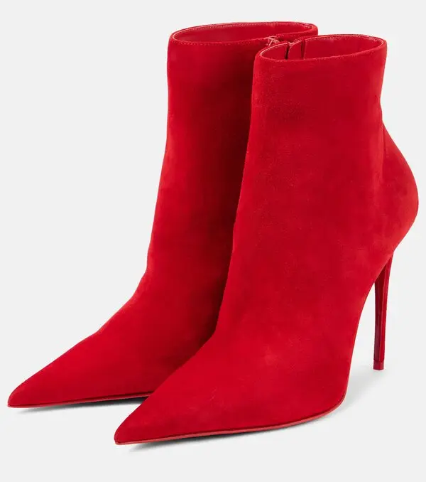 CHRISTIAN LOUBOUTIN Kate Max 100 Suede Ankle Boots - Red