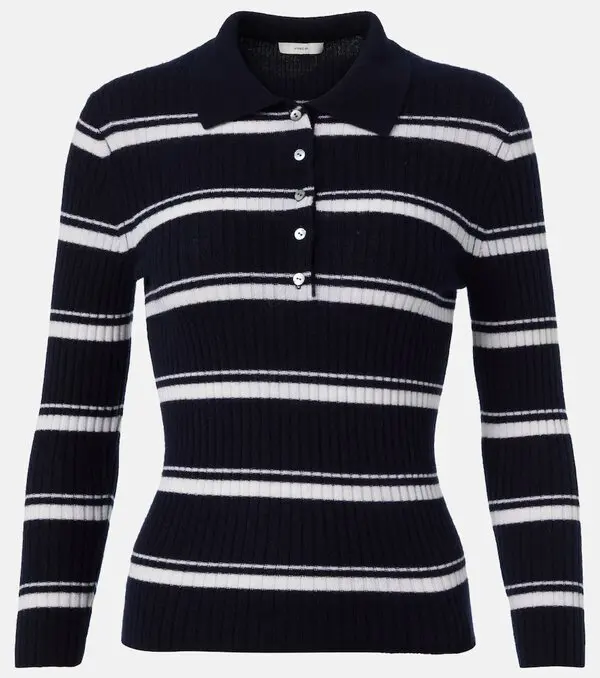 Vince Striped Cashmere And Silk Polo Sweater - Multicoloured