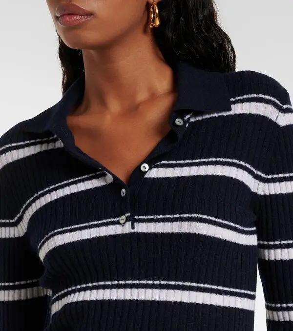 Vince Striped Cashmere And Silk Polo Sweater - Multicoloured