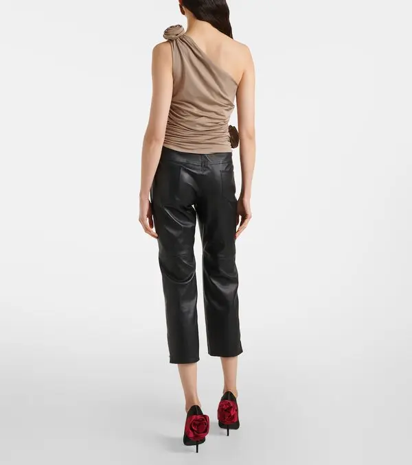 Magda Butrym Floral-appliqué One-shoulder Top - Beige