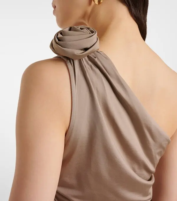 Magda Butrym Floral-appliqué One-shoulder Top - Beige
