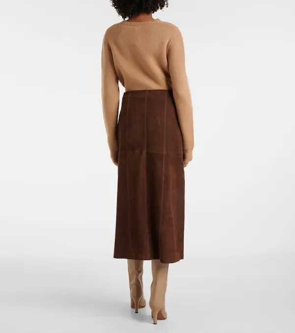 Rixo Edwina Suede Skirt - Brown