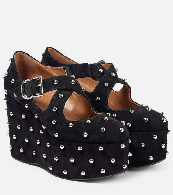 Alaïa Crisscrossed Studded Ballet Flats - Black