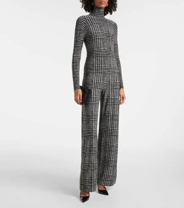 Norma Kamali Turtleneck Plaid Jumpsuit