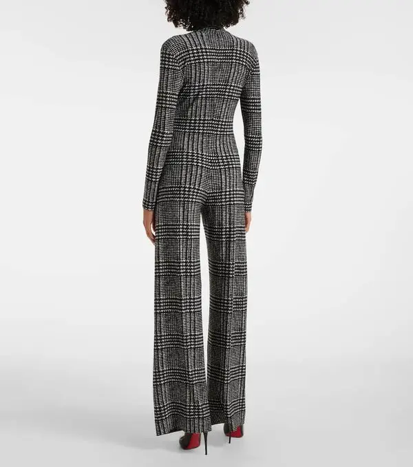 Norma Kamali Turtleneck Plaid Jumpsuit