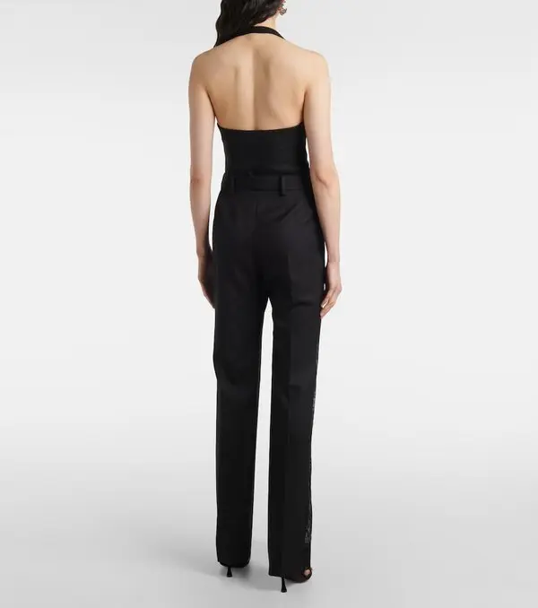 Nina Ricci Lace-trimmed Wool Pants