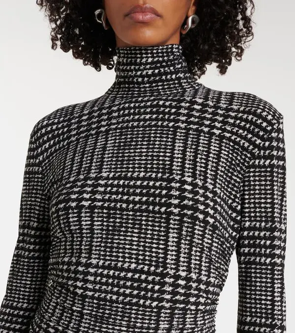 Norma Kamali Turtleneck Plaid Mini Dress