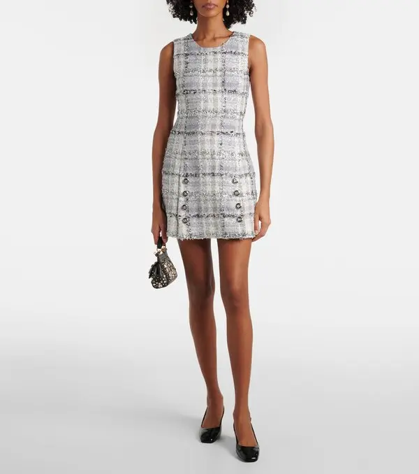 Dolce & Gabbana Checked Lamé Tweed Minidress
