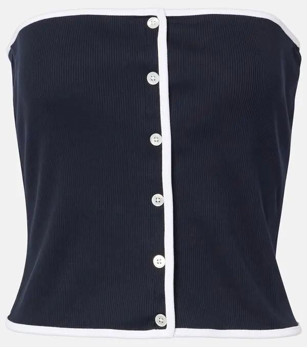 Veronica Beard Valley Cotton-blend Tube Top - Blue